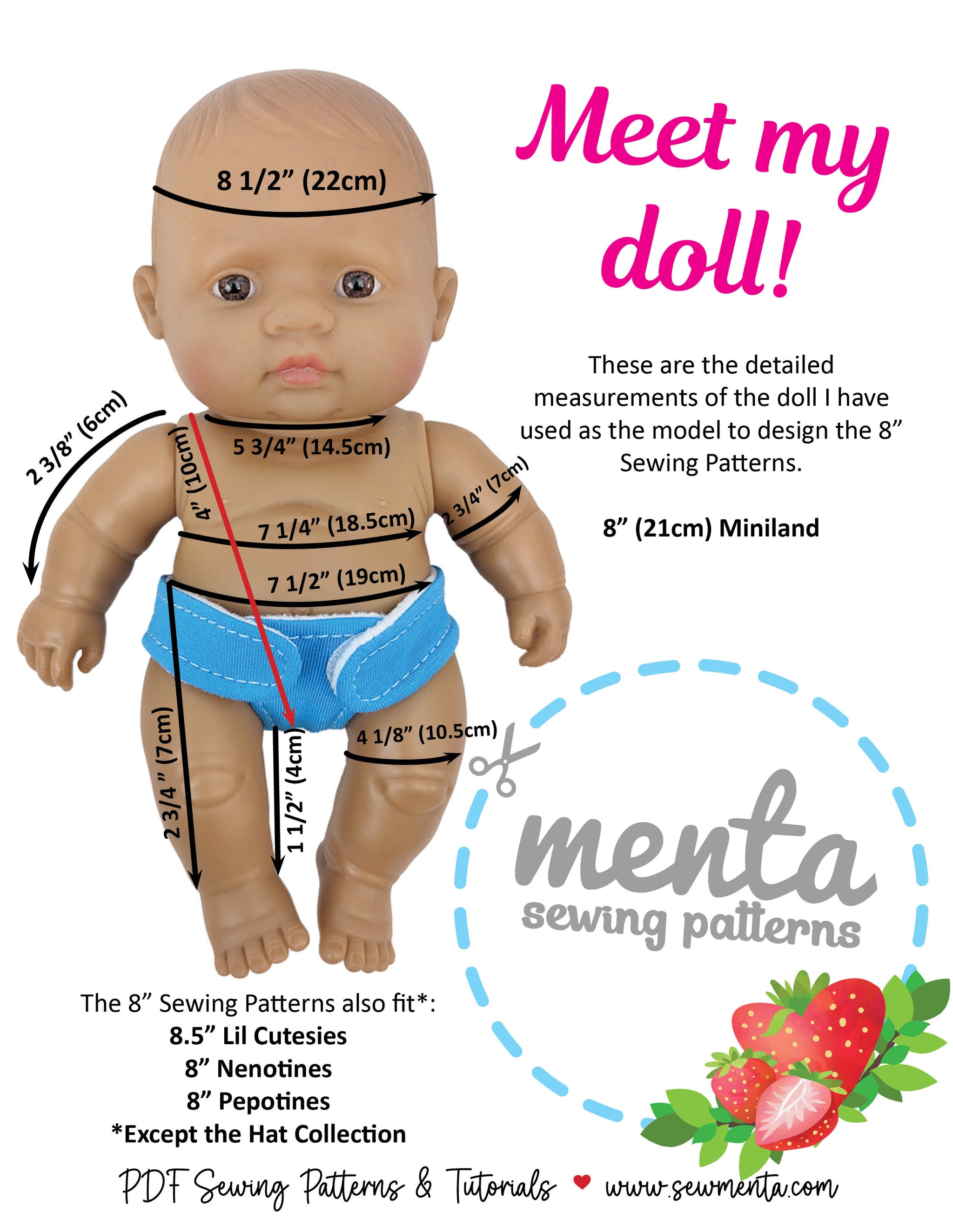 Snuggle Wrap 8" Doll – menta sewing patterns